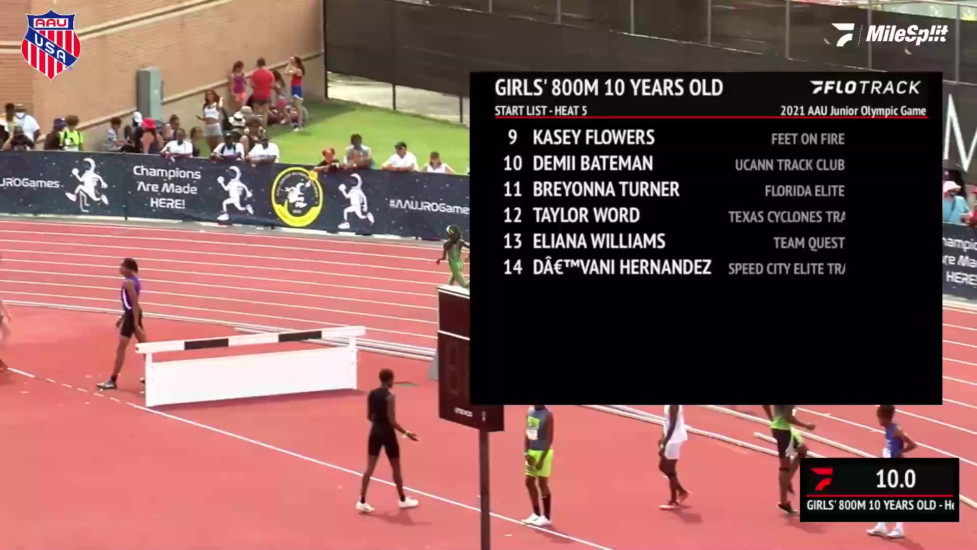 Youth Girls' 800m, Finals 5 - Age 10 | AAU Junior Olympics Games